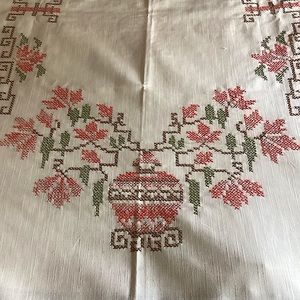 Dining | Table Cloth With Cross Stitch Pattern | Poshmark